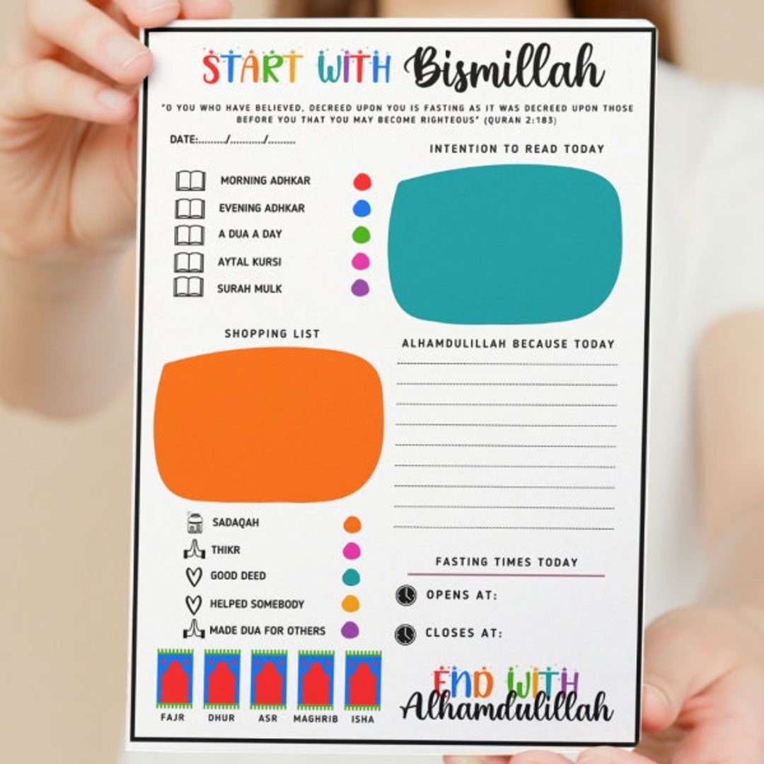 Start With Bismillah Colourful A5 Daily Planner Notepad to Do Lists ...