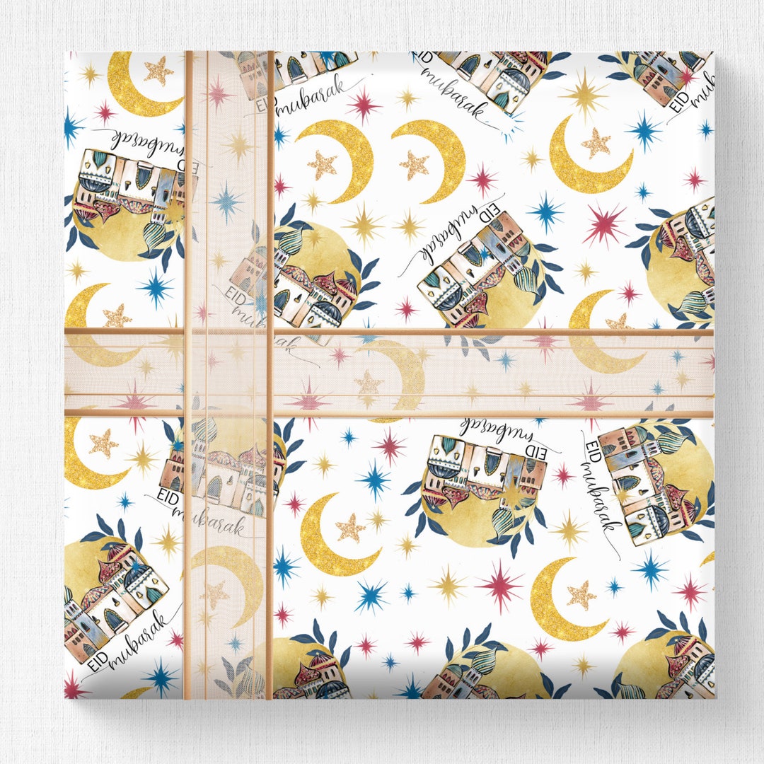 Eid Celebration Wrapping Paper Roll Muslim Gift Ramadan Kareem Mosque ...