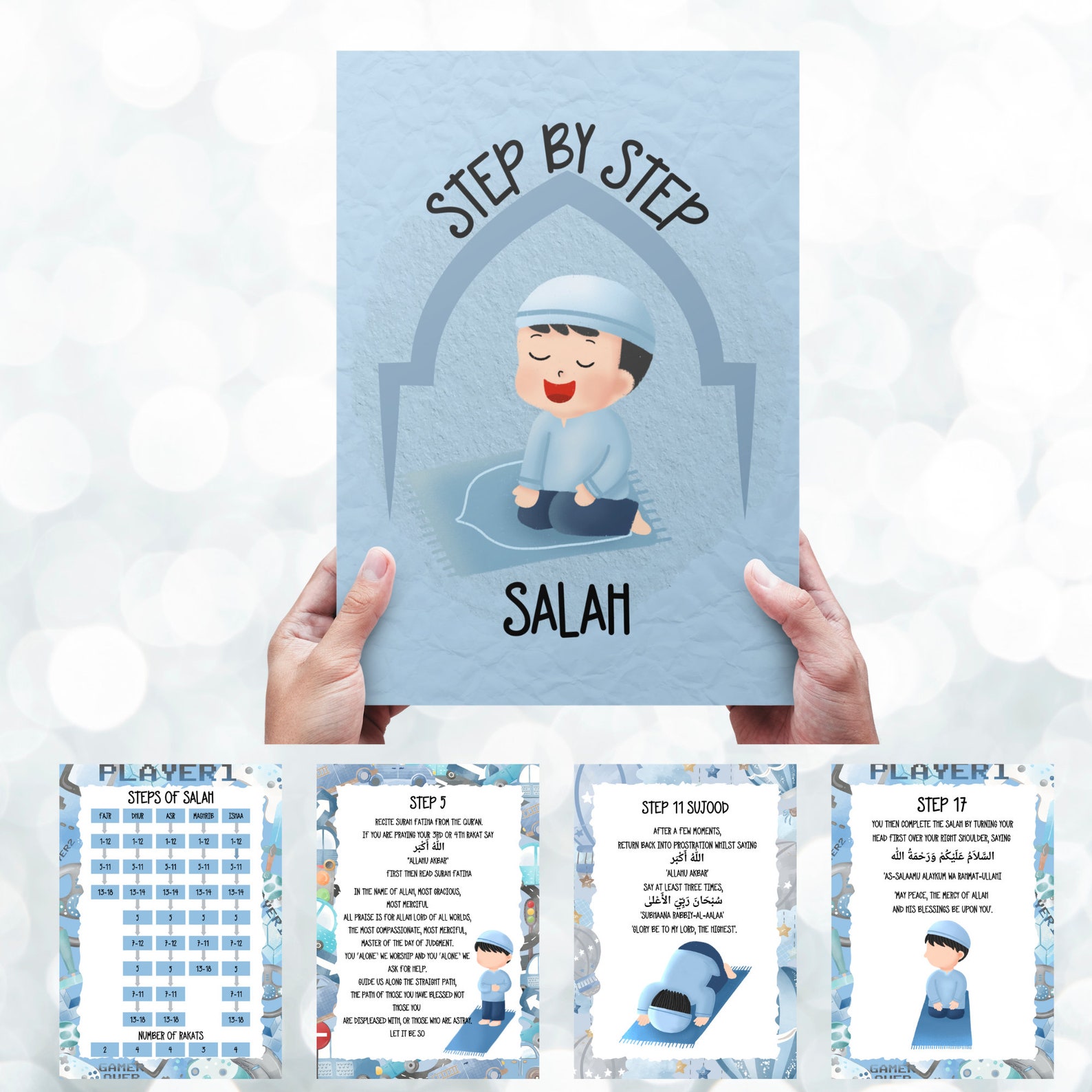 Digital Download Blue Salah Flash Cards Islamic Gifts Eid and Ramzan ...