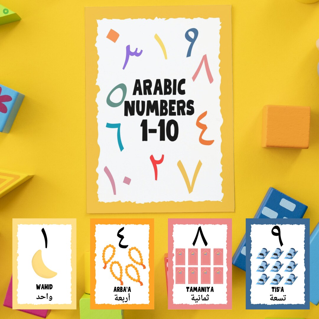 Arabic Numbers 1 10 Flash Cards Islamic Learning Madrassah - Etsy