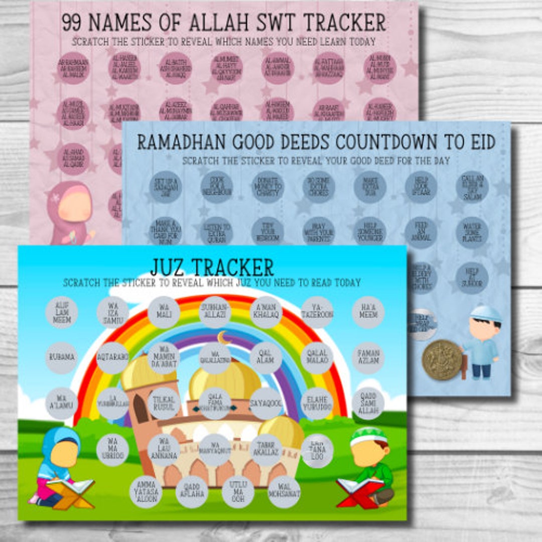 Ramadan / Eid Good Deed Tracker Scratch off Stickers Muslim A4 Chart ...