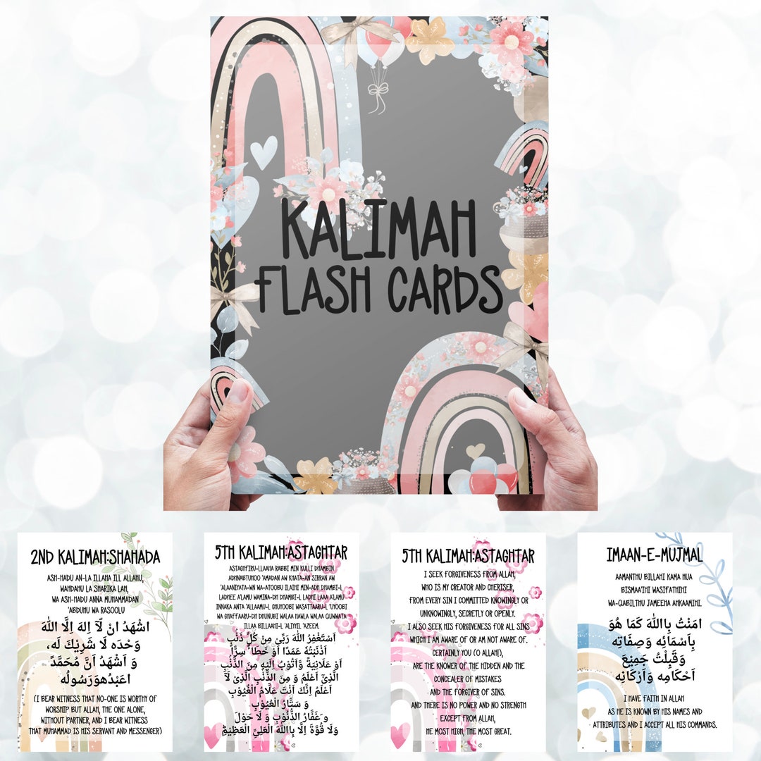 Digital Download Girls Kalimah Flash Cards - Islamic Gifts - Eid and ...