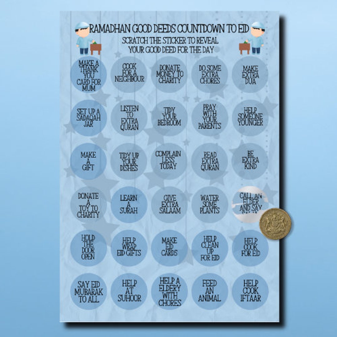 Ramadan / Eid Good Deed Tracker Scratch off Stickers Muslim A5 Chart ...