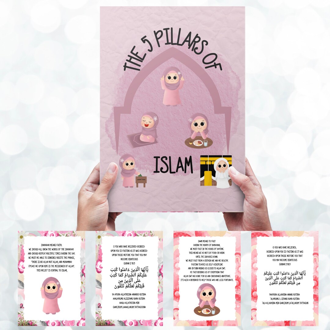 5 Pillars of Islam Flash Cards Boys and Girls Islamic Gifts Eid and ...