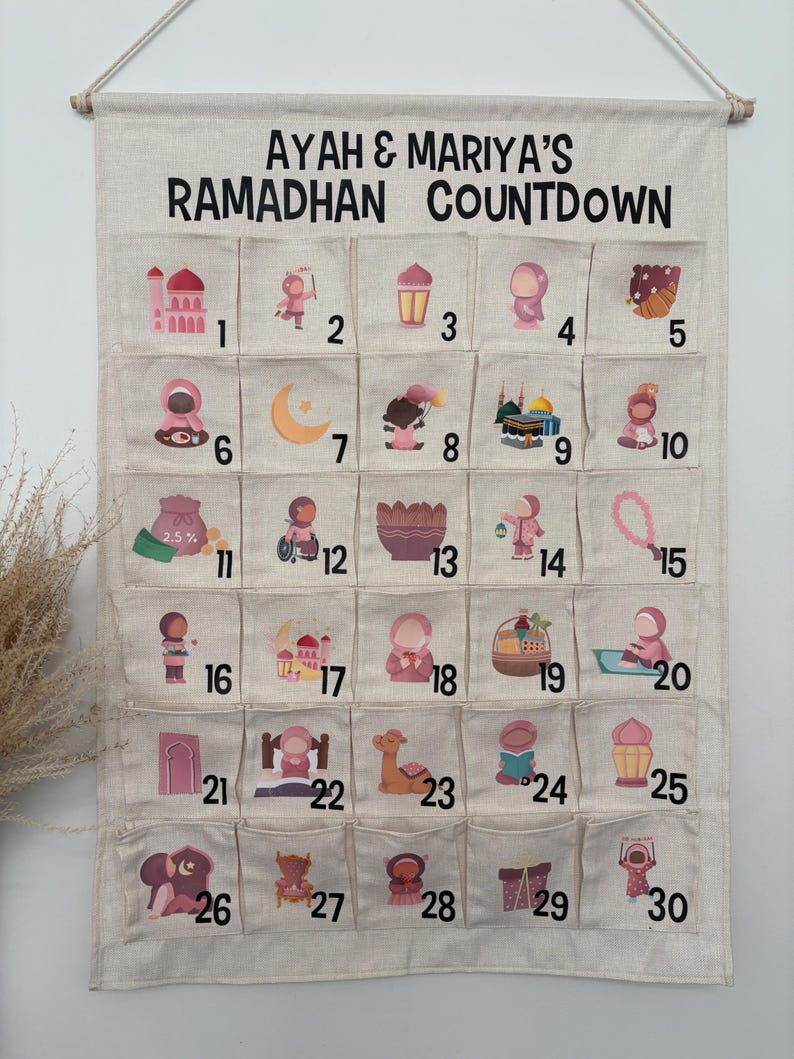 Muslim Children's Personalised Ramadan Calendar With Pockets Countdown ...