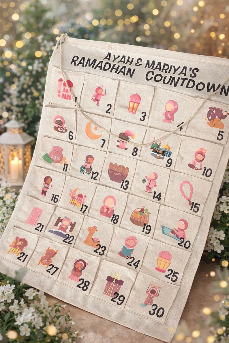 Muslim Children's Personalised Ramadan Calendar With Pockets Countdown ...