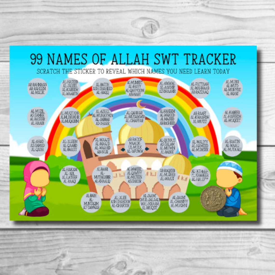 Ramadan / Eid Good Deed Tracker Scratch off Stickers Muslim A4 Chart ...