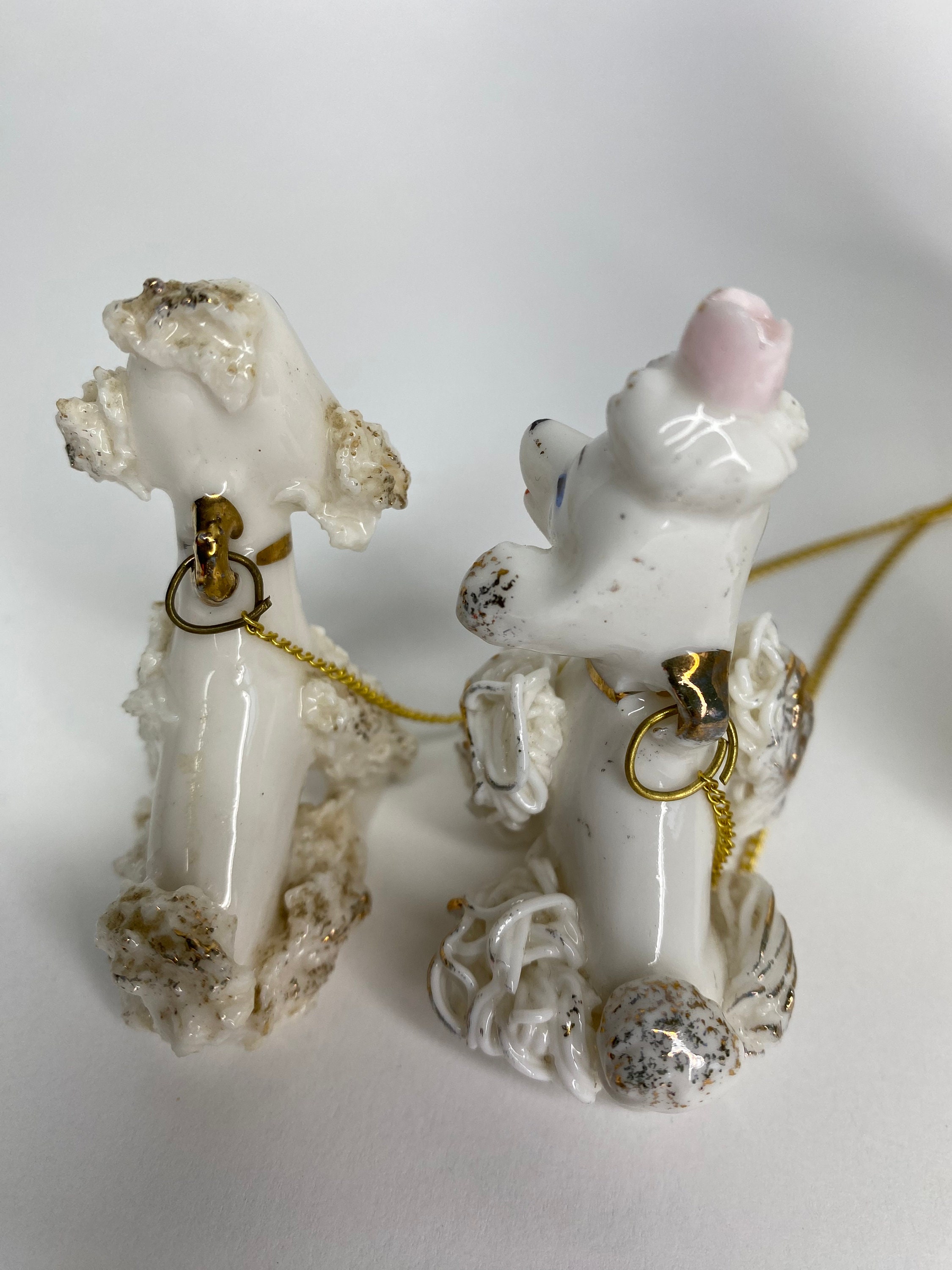 Vintage Spaghetti Poodle With Puppies Porcelain Figurine With Gold ...
