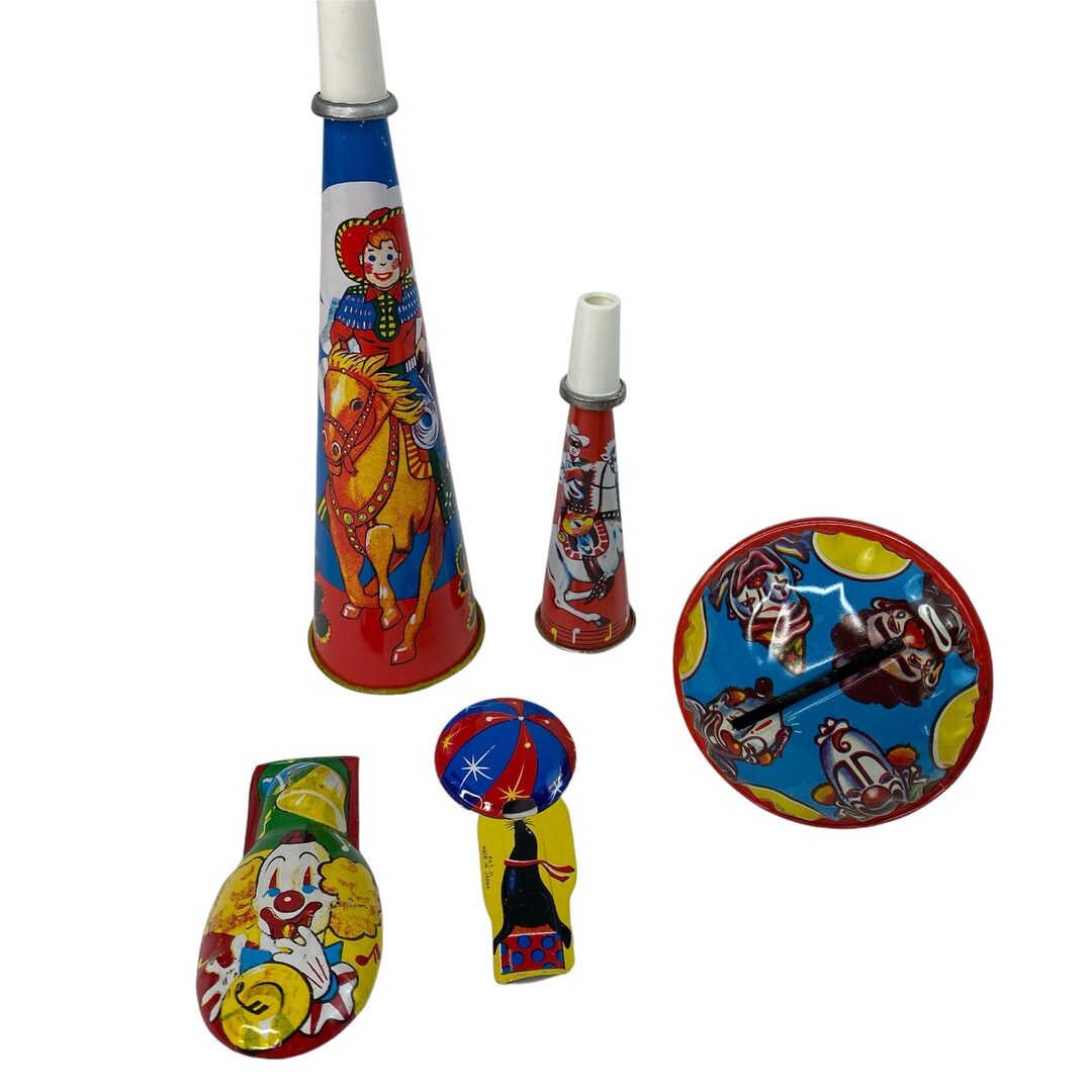 Vintage LOT of Noise Makers From 1940s 1960s Tin Metal Cowboy Horse ...