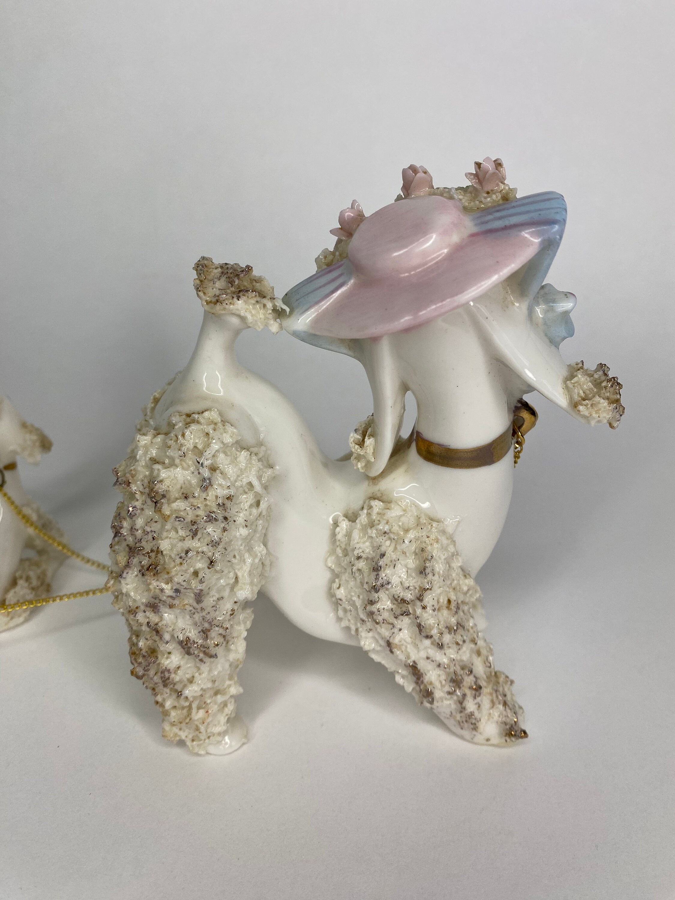 Vintage Spaghetti Poodle With Puppies Porcelain Figurine With Gold ...