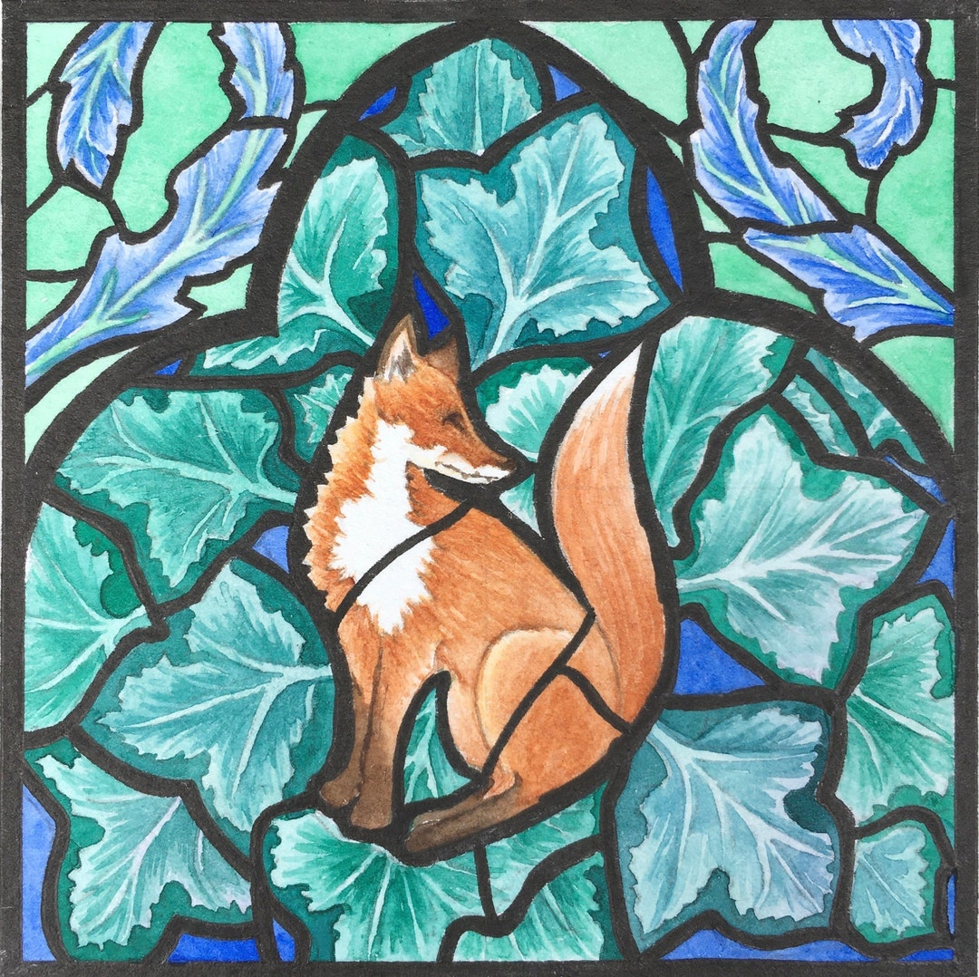 Little Fox In Green Leaves An Original Design And Watercolour Etsy UK little-fox-in-green-leaves-an-original-design-and-watercolour-etsy-uk