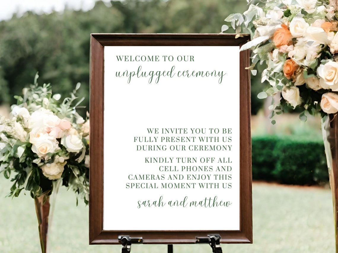 Wedding Unplugged Ceremony Welcome Sign, Welcome to Our Unplugged ...