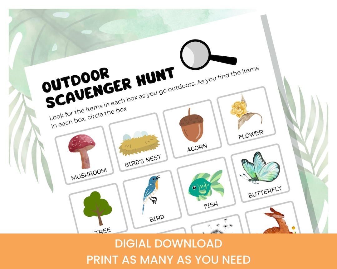 Nature Scavenger Hunt for Kids Printable Outdoor Scavenger Hunt Game ...