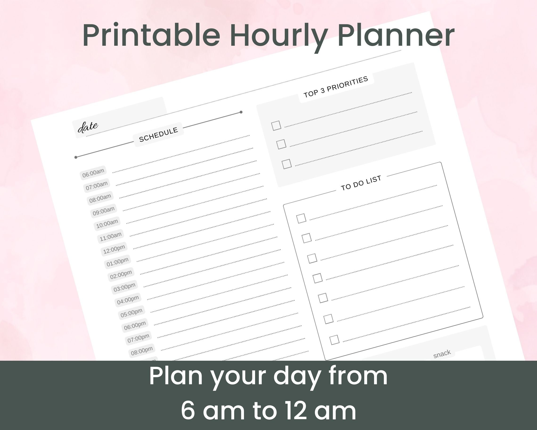 Daily Planner Printable Prioritized Hourly Planner Time Blocking ...