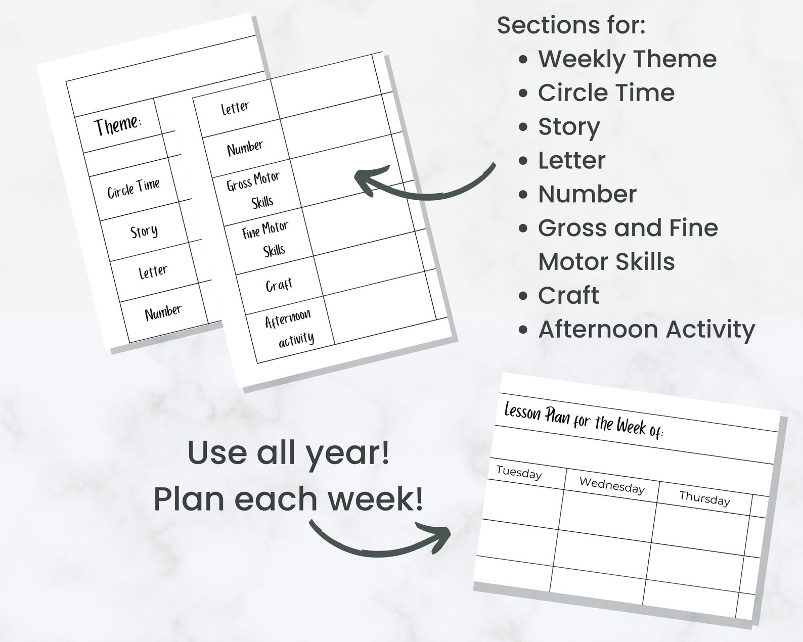 Editable Weekly Lesson Plan Template For Preschool Prek Kindergarten 