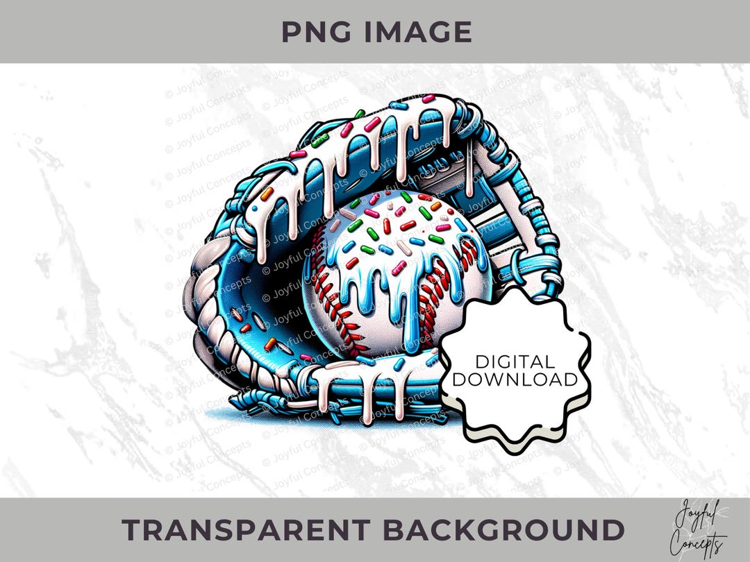 Baseball Ice Cream Drip Blue PNG Baseball Youth Sport Team Digital File ...