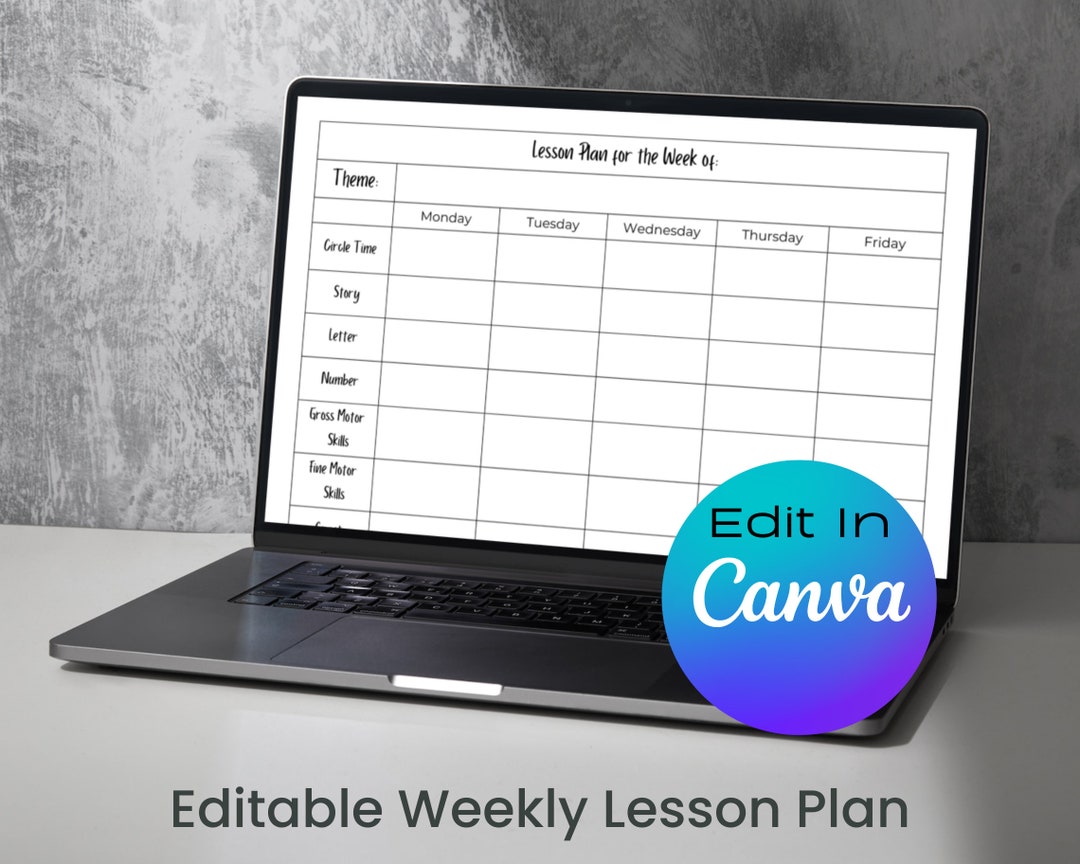 Editable Weekly Lesson Plan Template for Preschool, Prek, Kindergarten ...
