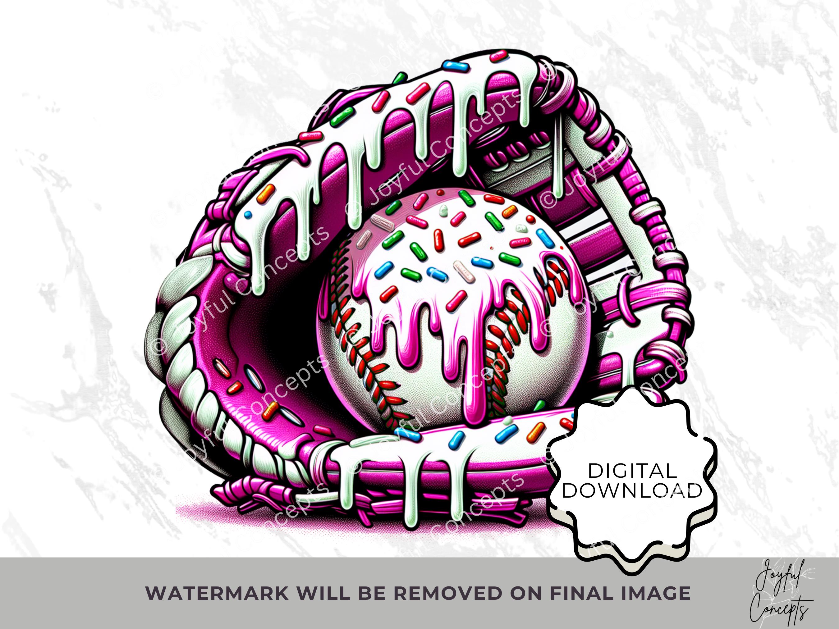 Baseball Ice Cream Drip Pink PNG Softball Youth Sport Team Digital File ...