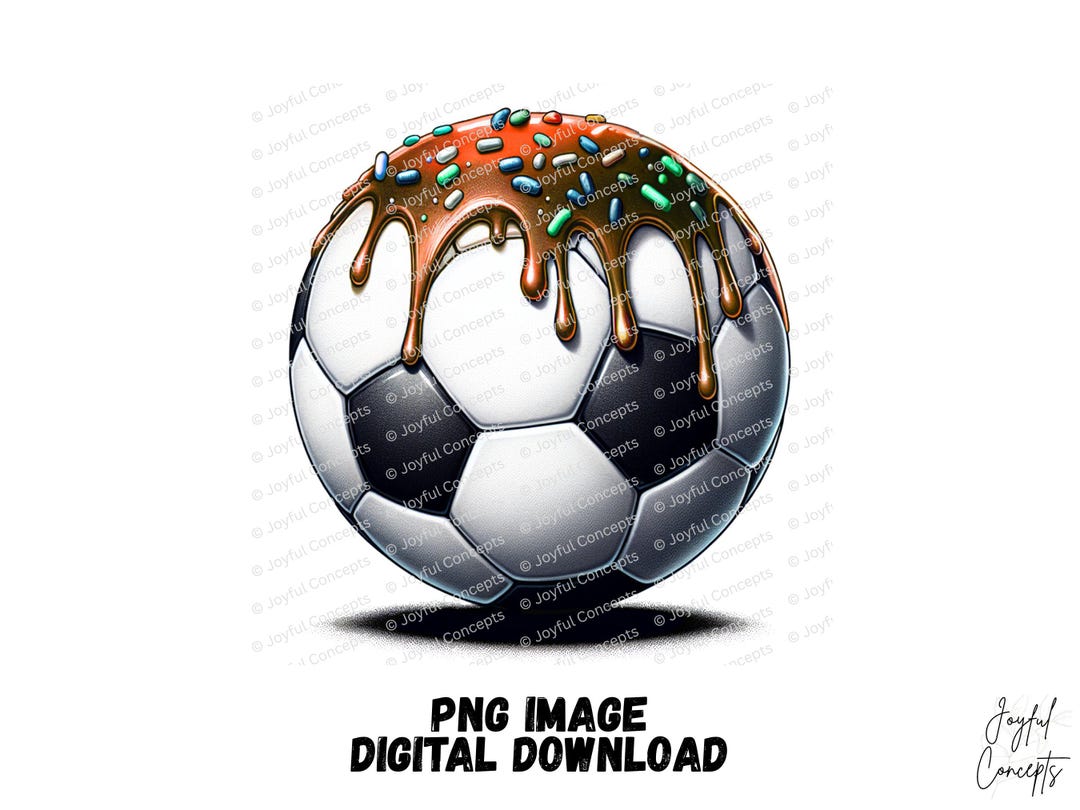 Soccer Ice Cream Drip Orange PNG Soccer Ball Sprinkles Art Youth Sport ...