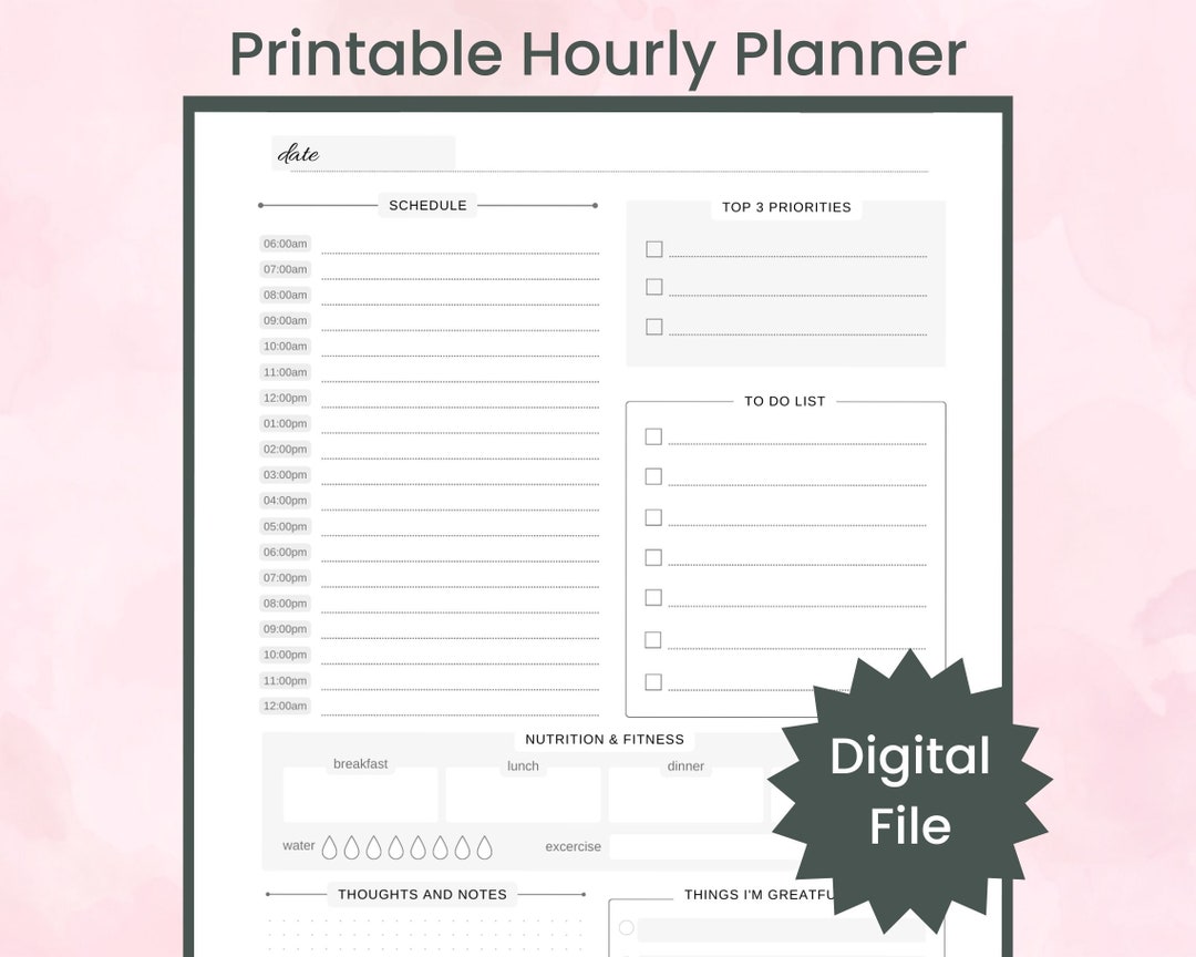 Daily Planner Printable Prioritized Hourly Planner Time Blocking ...