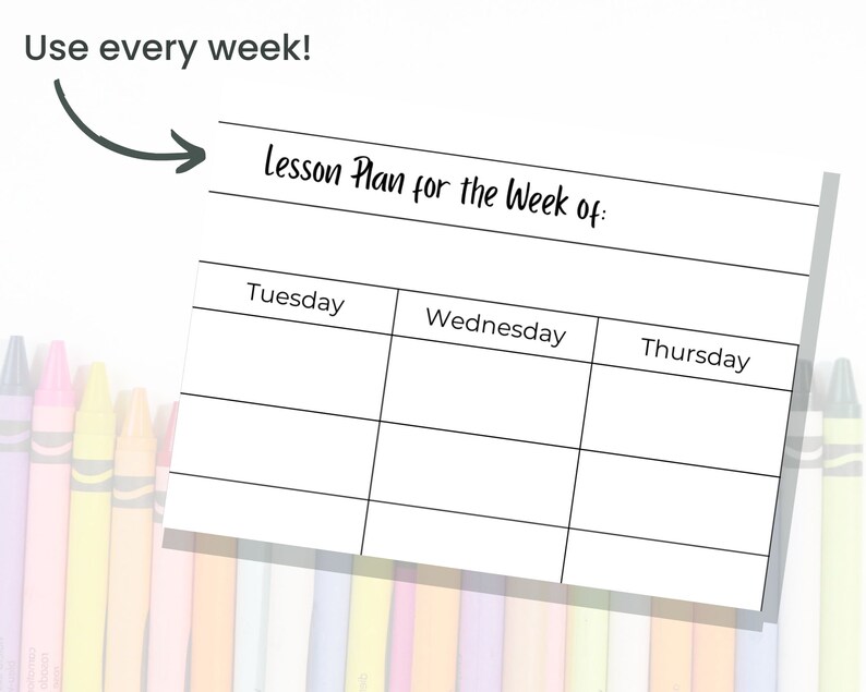 Lesson Plan Template Preschool Lesson Planner Homeschool - Etsy