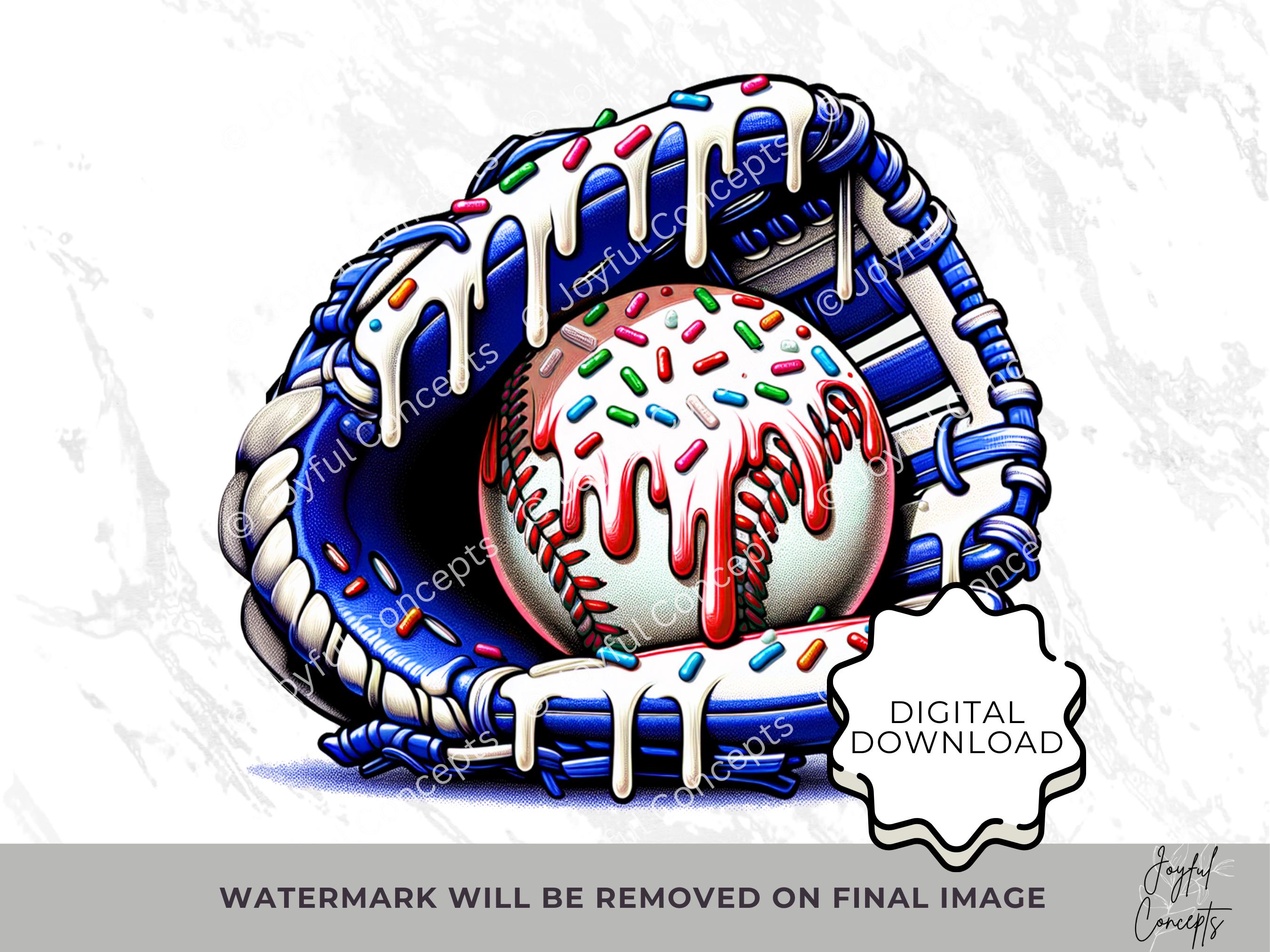 Baseball Ice Cream Drip Blue Red PNG Baseball Youth Sport Team Digital File Baseball Mom Ice ...