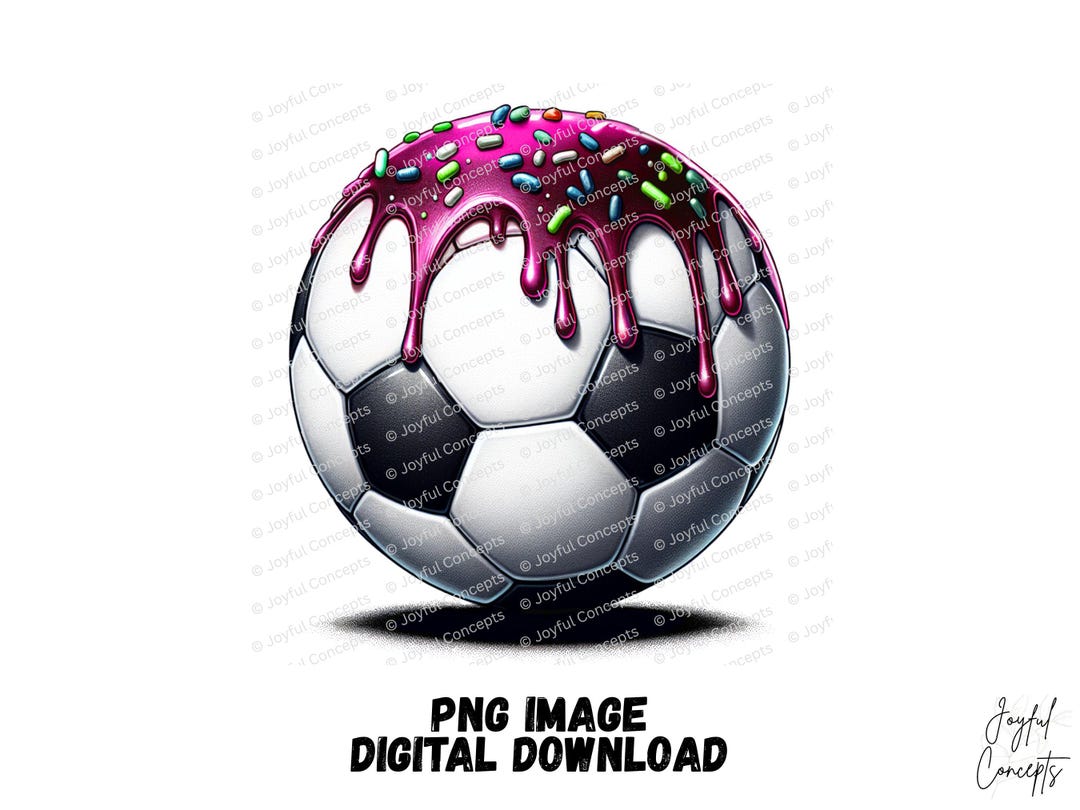 Soccer Ice Cream Drip Pink PNG Soccer Ball Sprinkles Digital Art Youth ...