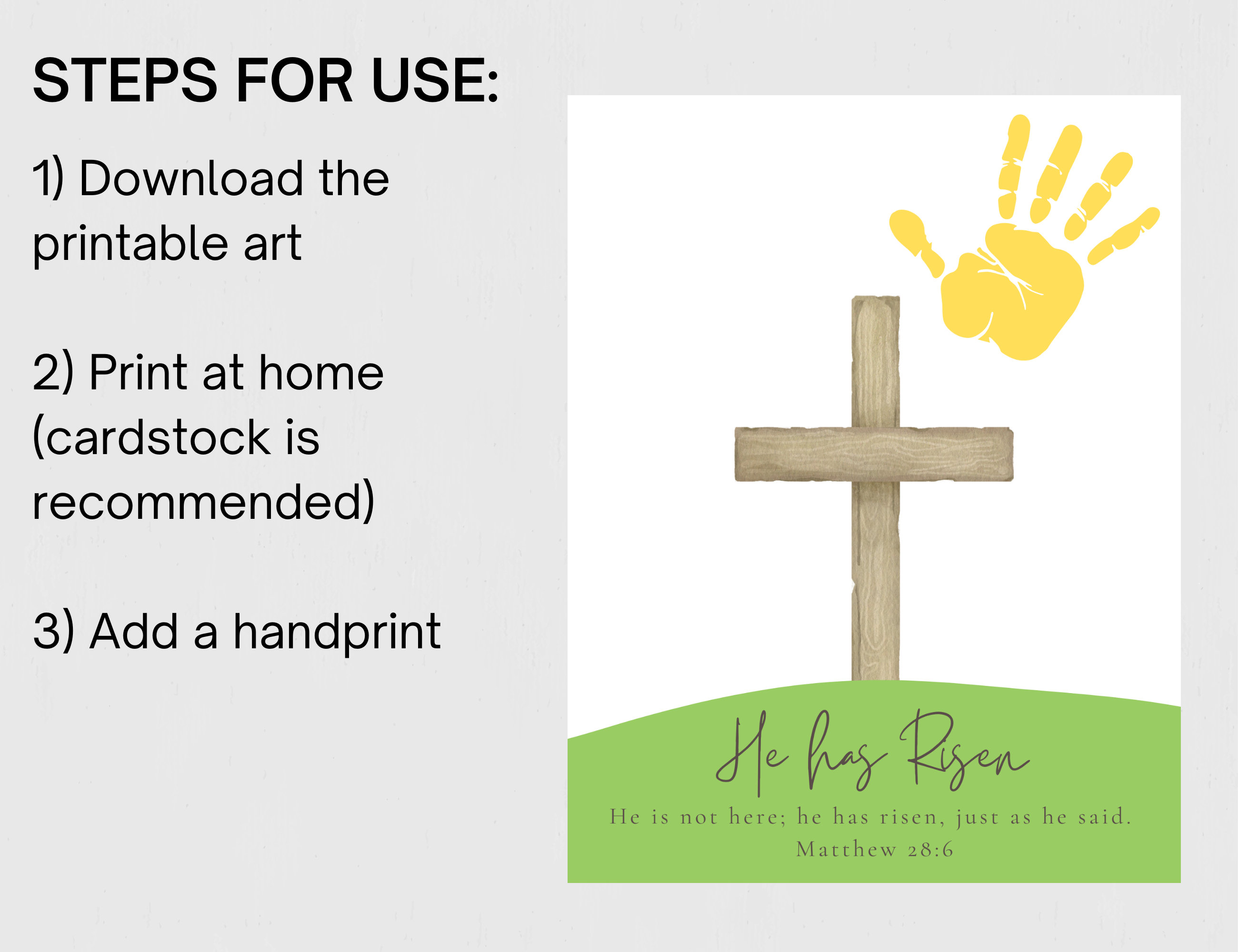 Easter Handprint Art Craft He is Risen Printable Handprint Art Craft ...