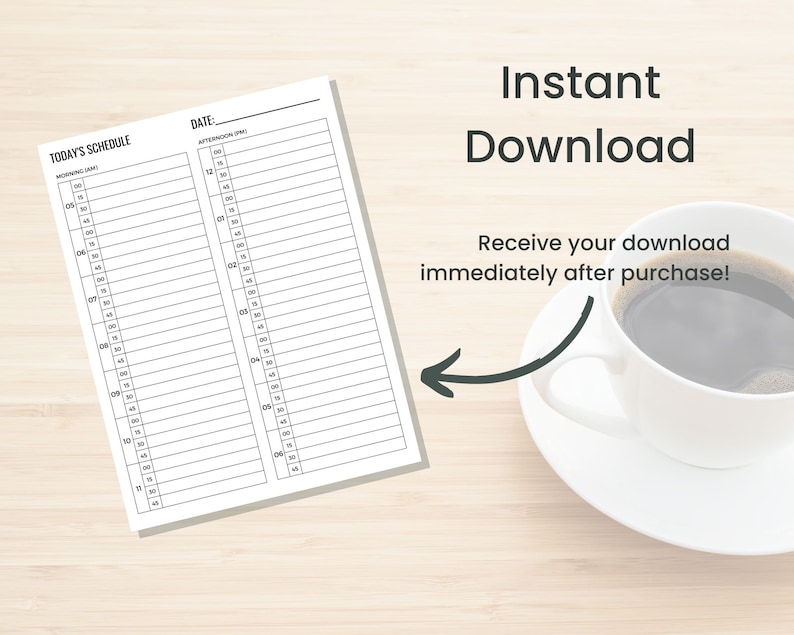 Printable Daily Appointment Planner With 15-minute Time Block Segments ...
