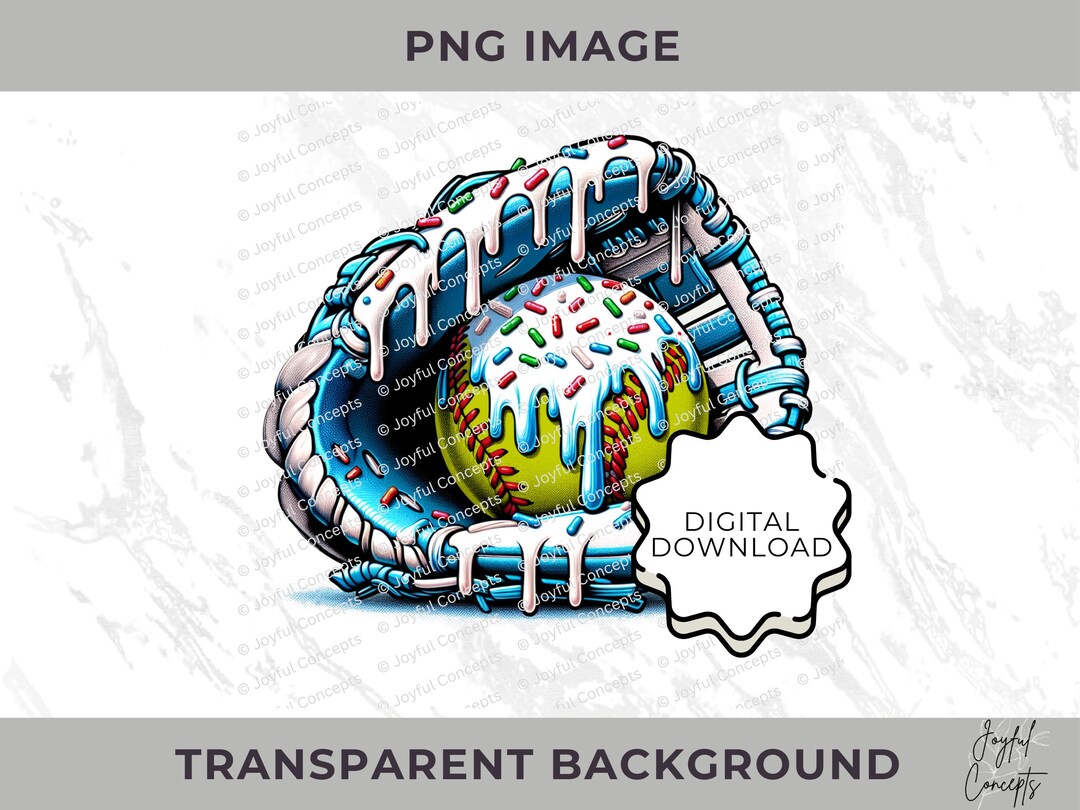 Softball Ice Cream Drip Blue PNG Softball Youth Sport Team Digital File ...