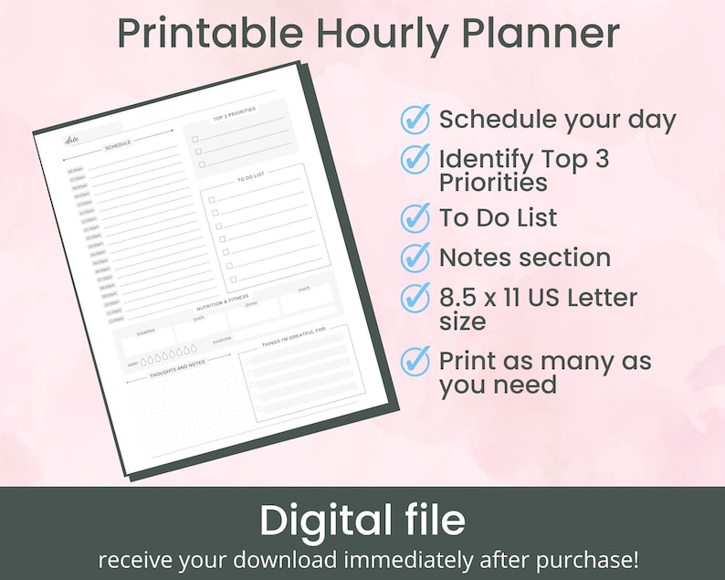 Daily Planner Printable Prioritized Hourly Planner Time Blocking ...