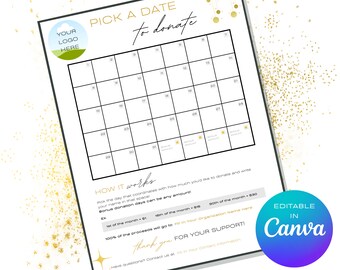 School Pick a Date to Donate INSTANT DOWNLOAD Fundraiser - Etsy