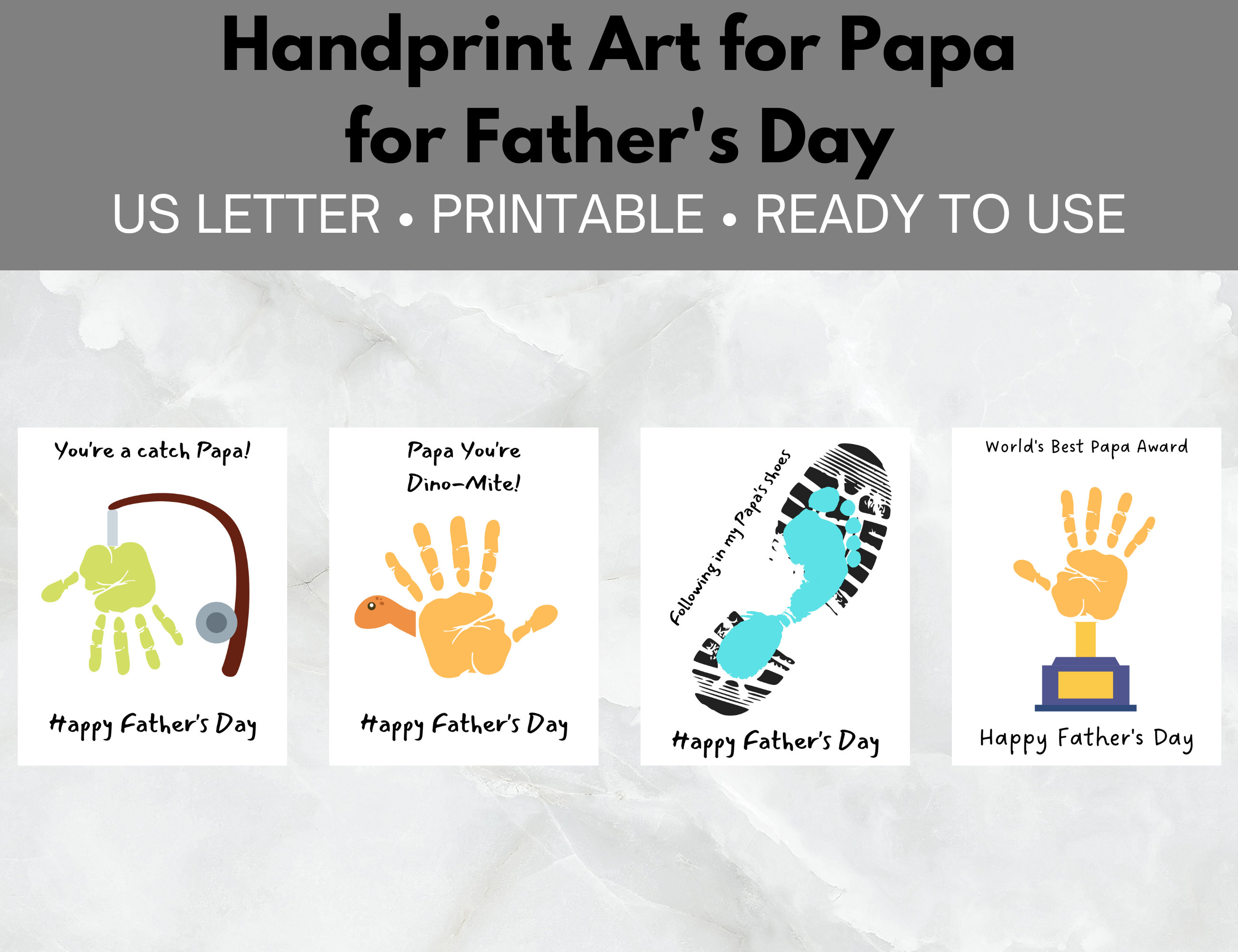 Papa Day Granddad Handprint Art Kids Handprint Fathers Day Printable ...
