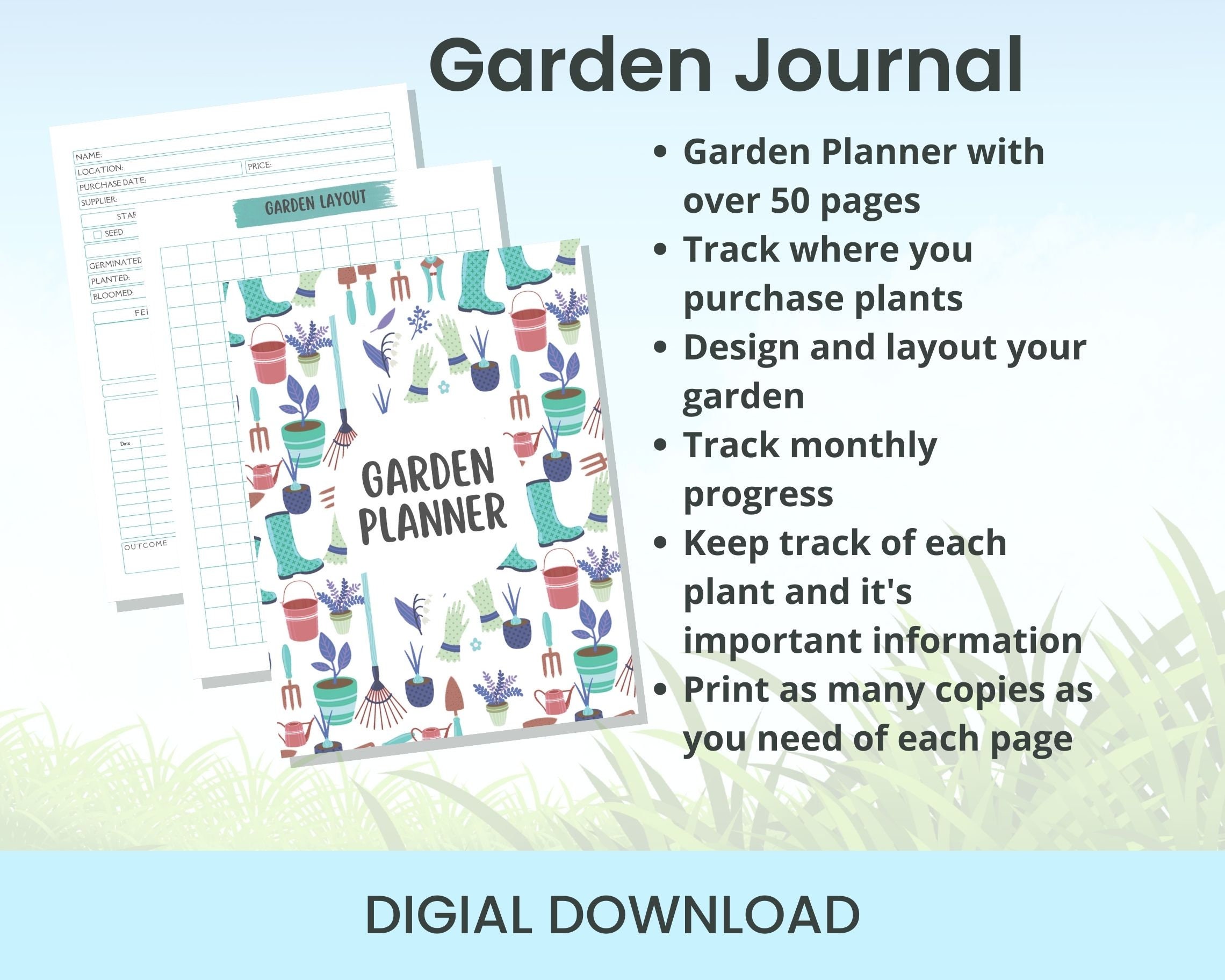 Gardening Planner Printable Garden Journal Notebook to Organize and Log ...