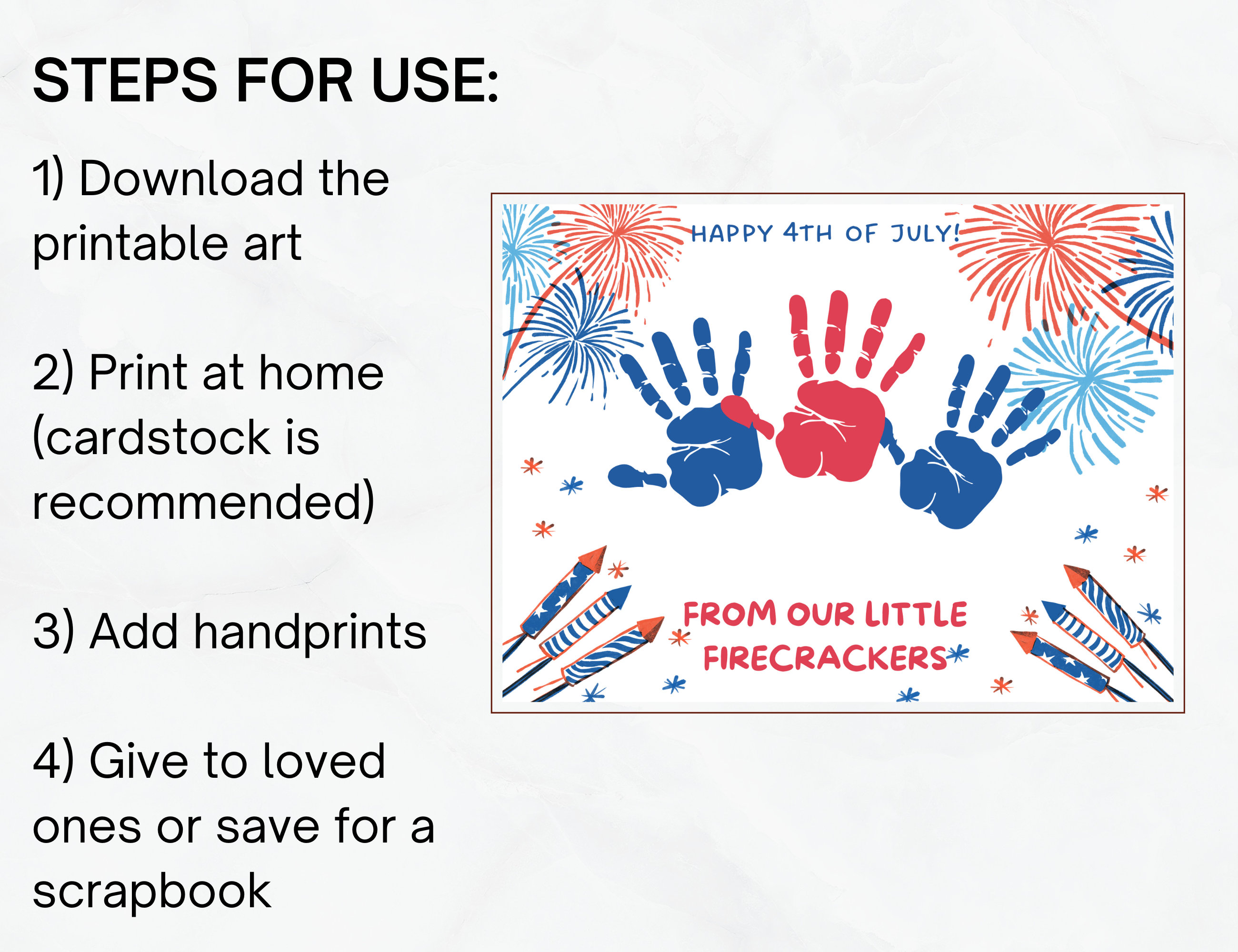 4th of July Handprint Art Independence Day Handprint Keepsake Fireworks ...