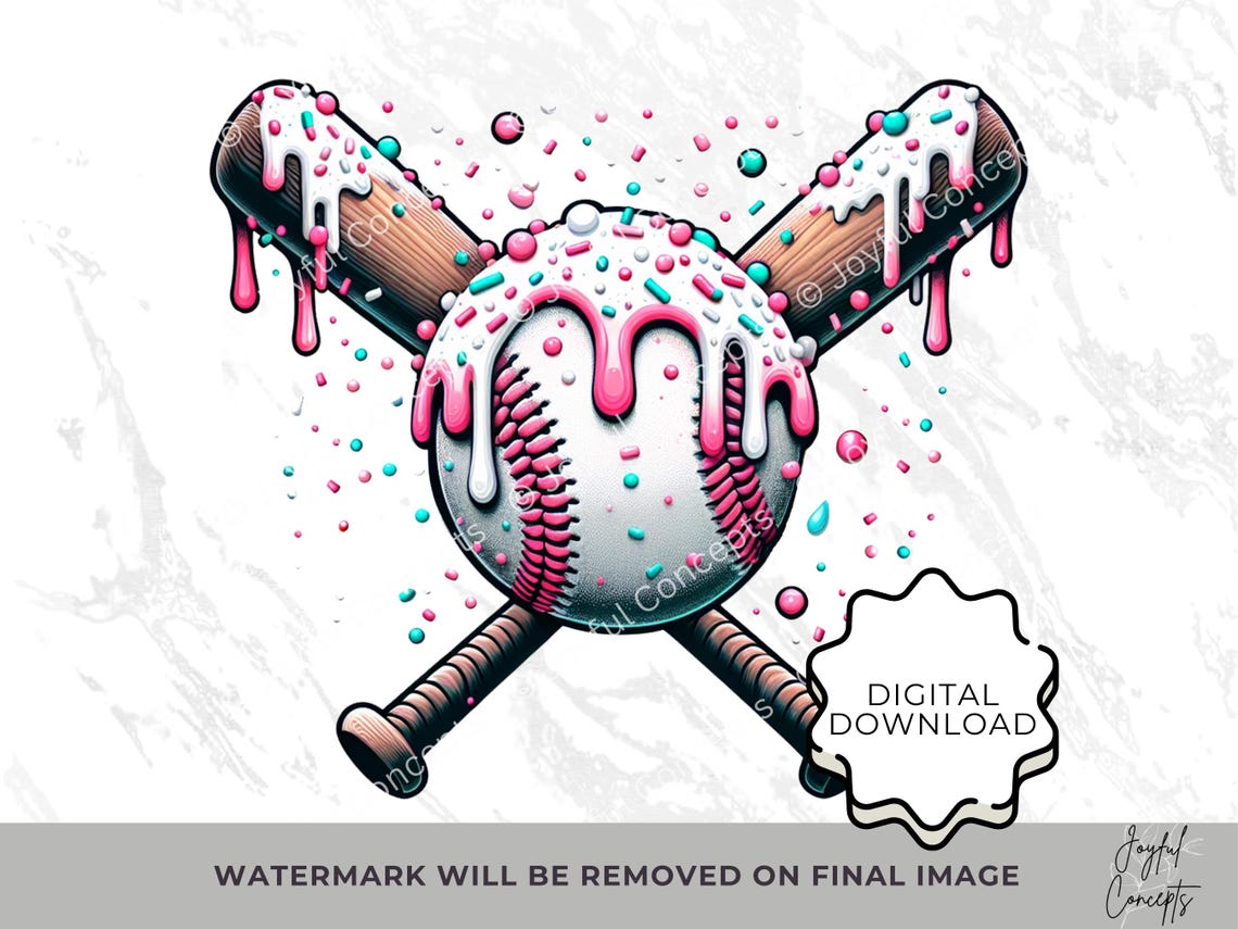 Baseball Ice Cream Drip PNG Baseball Youth Sport Team Digital File ...