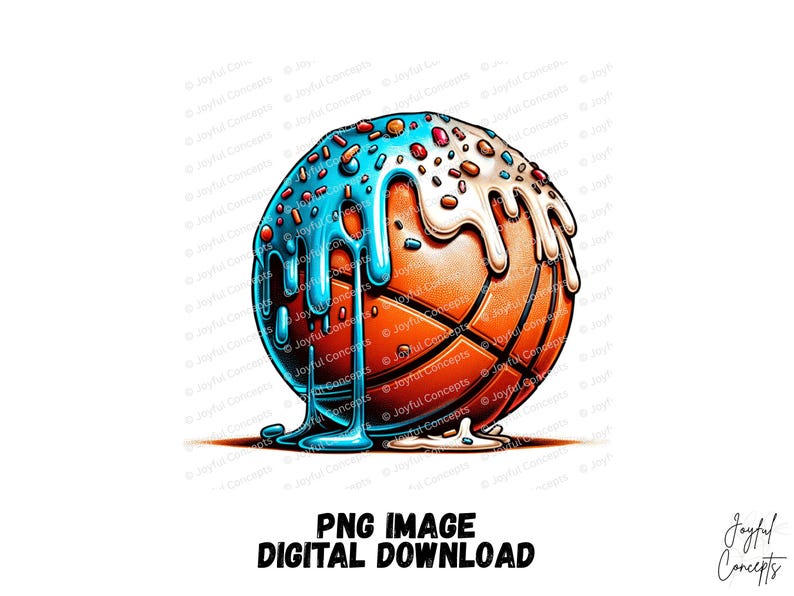 Basketball Ice Cream Drip Blue PNG Basketball Youth Sport Team Digital ...