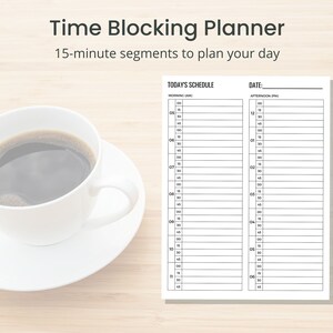 Printable Daily Appointment Planner With 15-minute Time Block Segments ...