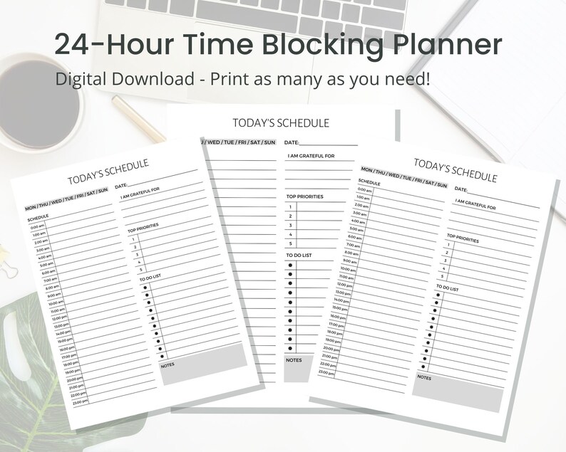 24-hour Daily Planner Printable Prioritized Hourly Planner - Etsy