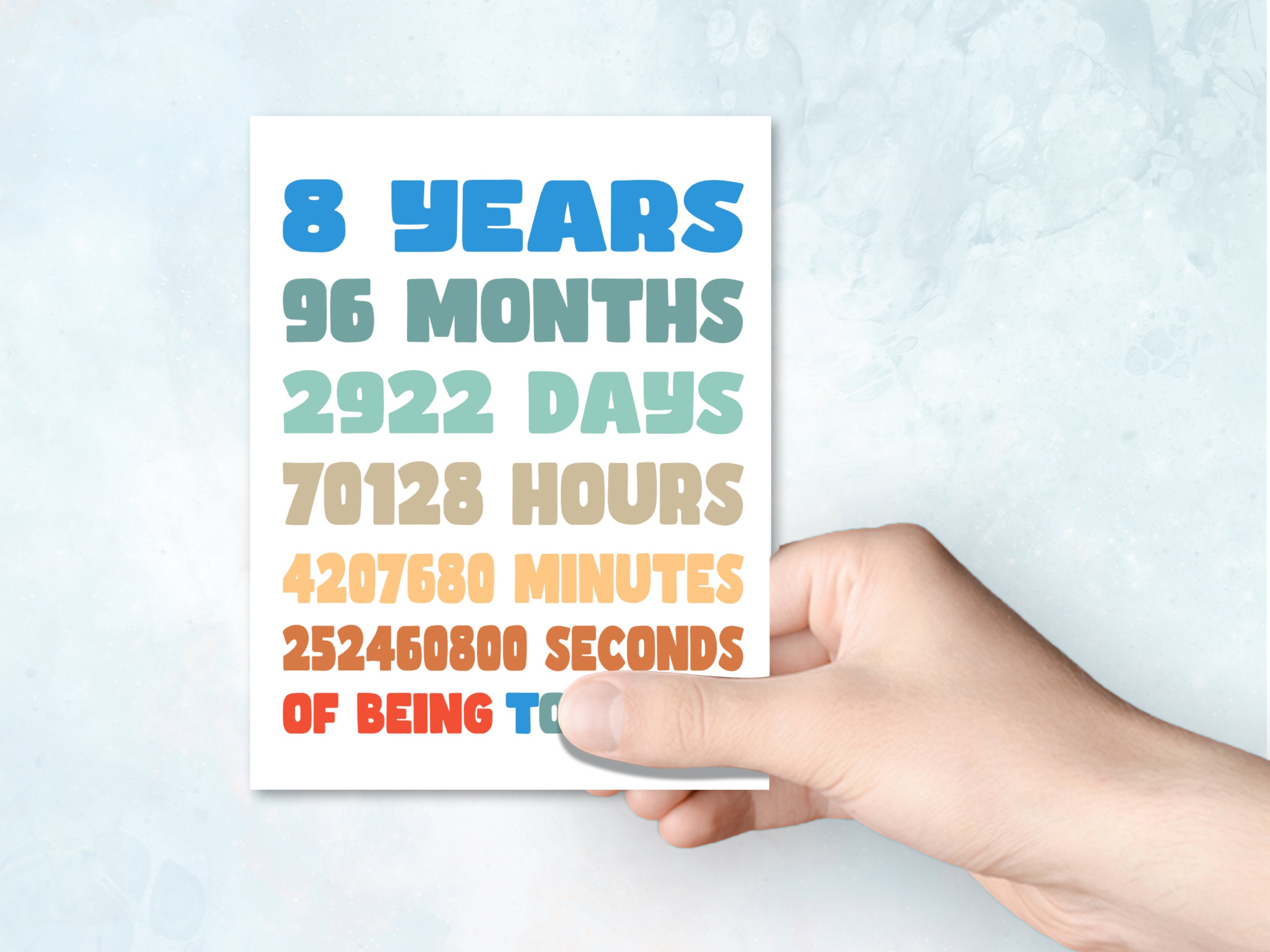 8th Anniversary Card Printable Eighth Anniversary Together 8 Year ...