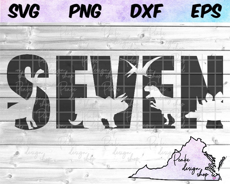 Seven Dinosaur SVG Seven Birthday Boy T-rex 7th Birthday - Etsy