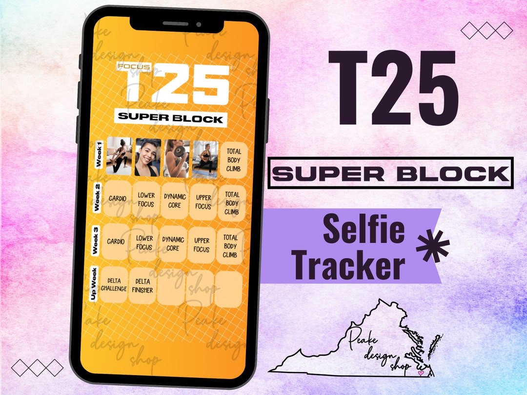 T25 Super Block Sweaty Selfie Workout Tracker Bodi - Etsy