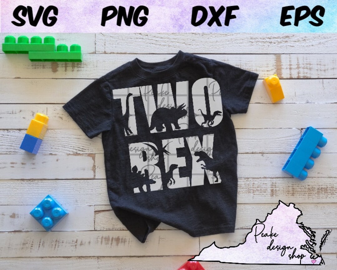 Two Rex Dinosaur SVG Two Birthday Boy T-rex 2nd Birthday Second ...