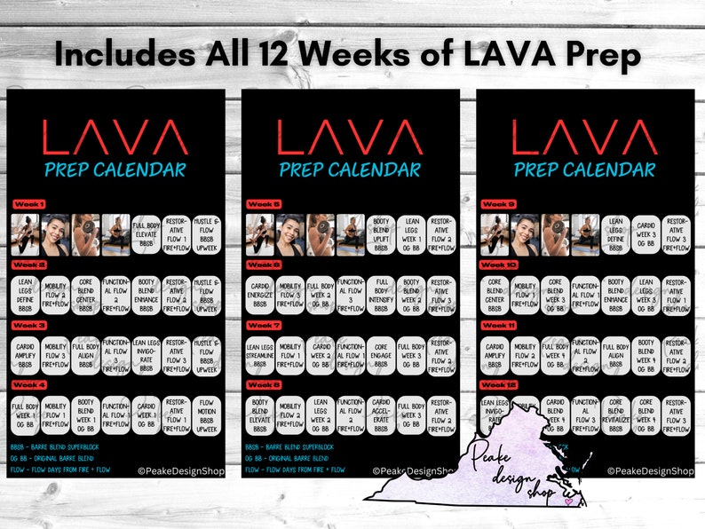 LAVA Prep Calendar Sweaty Selfie Workout Tracker • Bodi, Beachbody ...