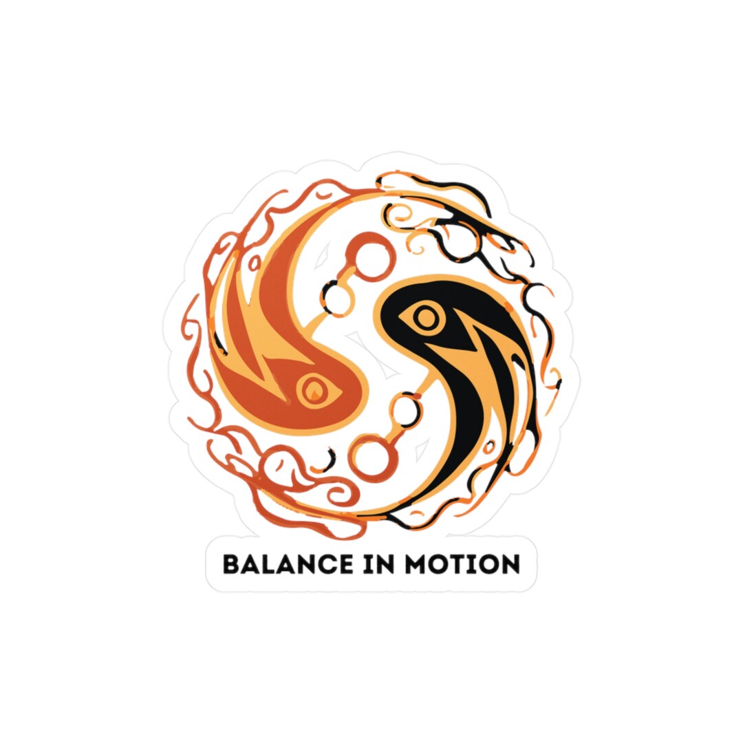 Yin Yang Fire Water Vinyl Decal - Balanced Elements Sticker, Dynamic ...
