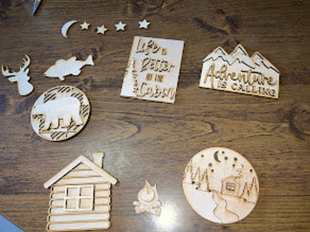 DIY Camping Cabin Tiered Tray Decor Unfinished Wood Blanks DIY Kit ...