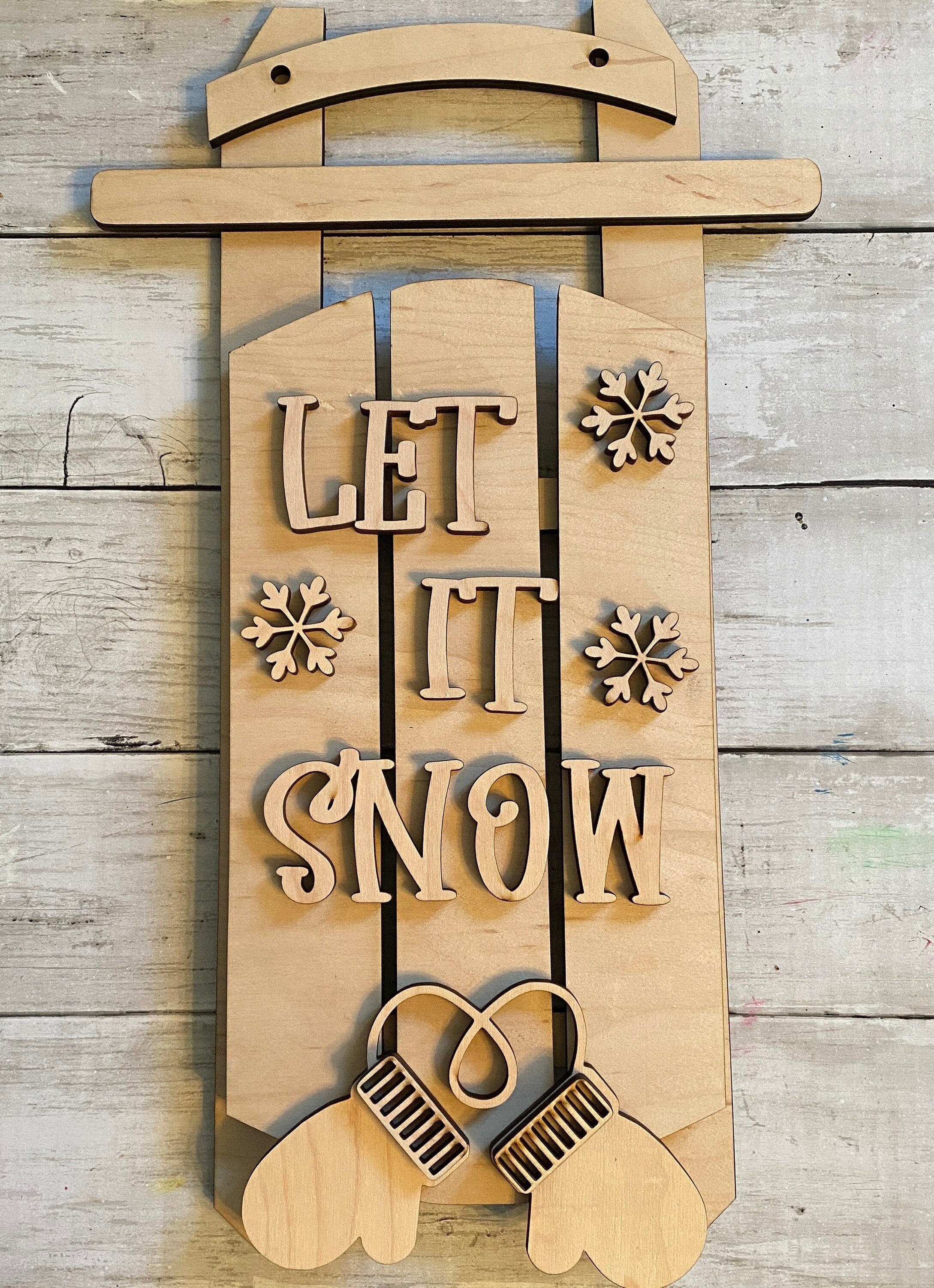 Let It Snow DIY Sled Sleigh Door Hanger | Wood Cutouts | Wood Blanks - Etsy