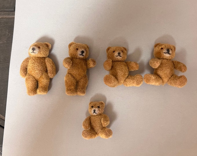 Vintage Miniature Flocked Teddy Bears. Cute and Adorable. Have Movable ...