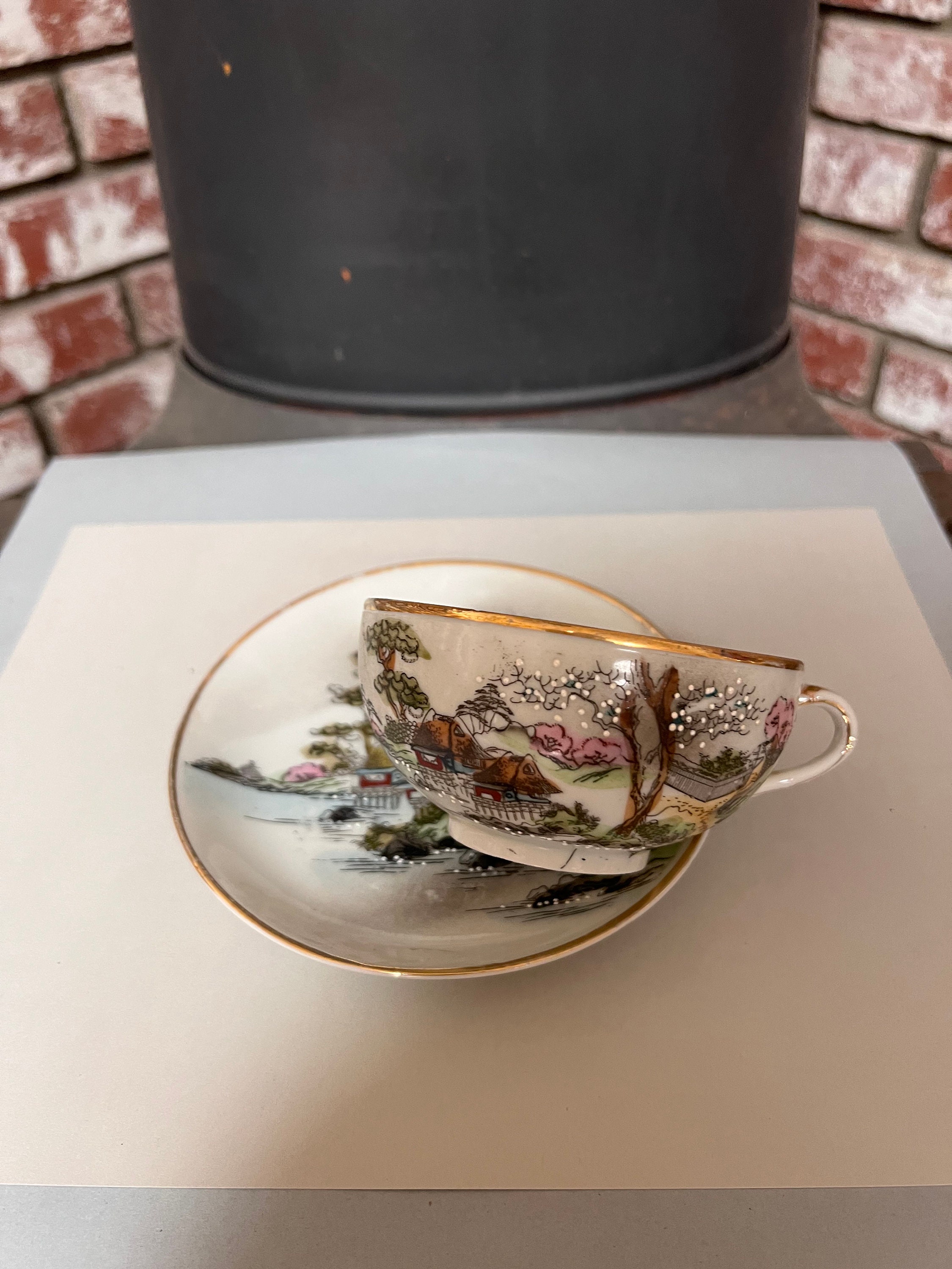Vintage Asian Tea Cup and Saucer. Has Beautiful Designs With - Etsy