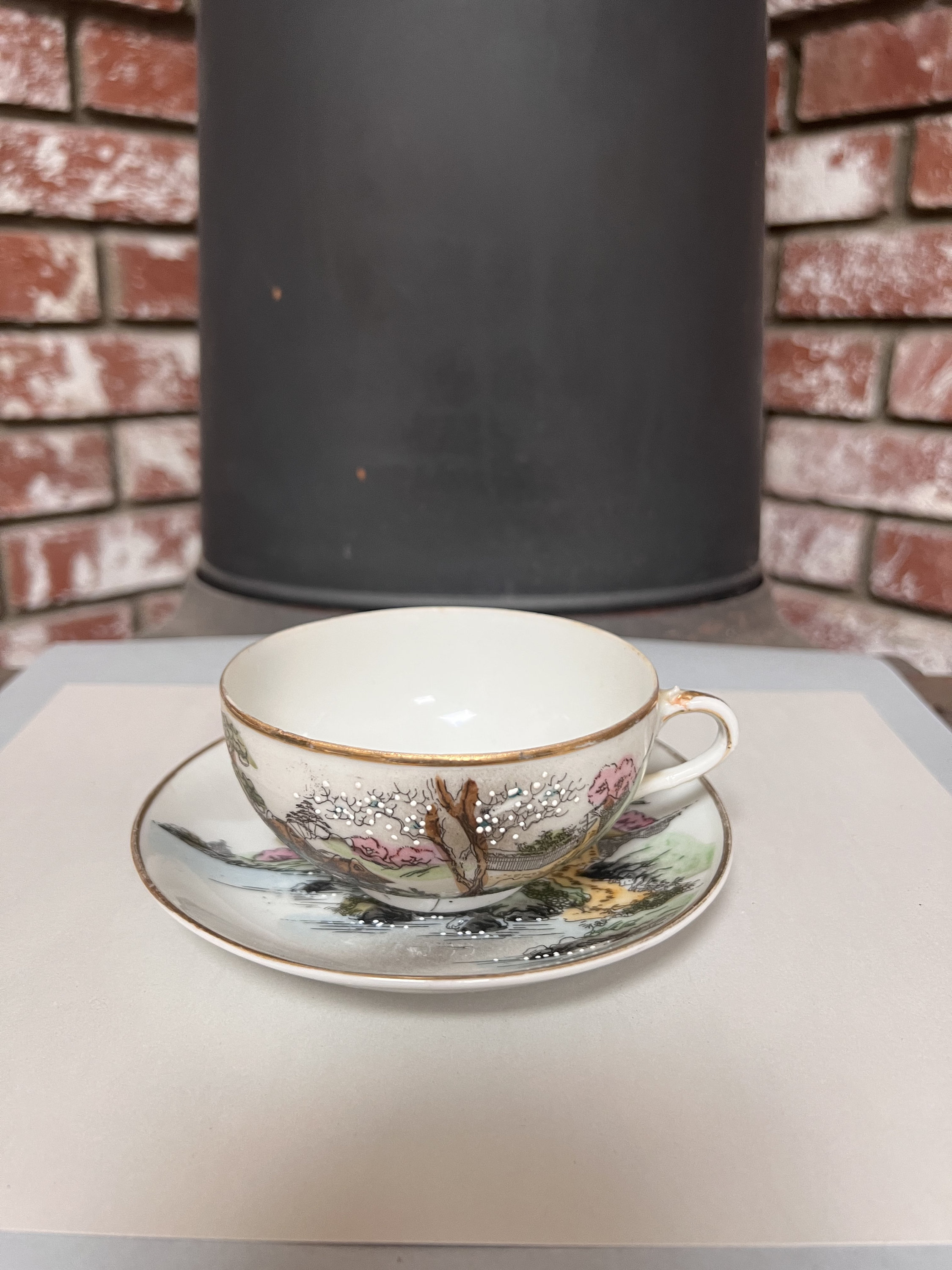 Vintage Asian Tea Cup and Saucer. Has Beautiful Designs With - Etsy